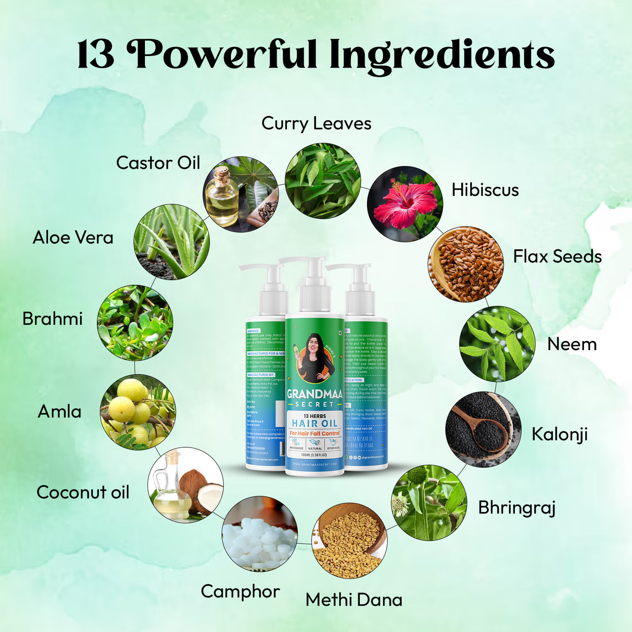 Buy 13 Herbs Hair Oil for Hair Fall Control & Healthy Hair Growth – 100mL