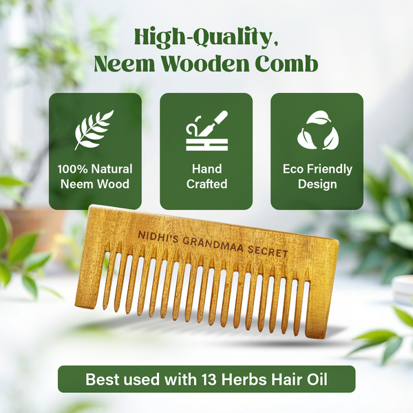 Neem Wooden Comb - Best Wooden Comb for Hair Growth & Scalp Health ...