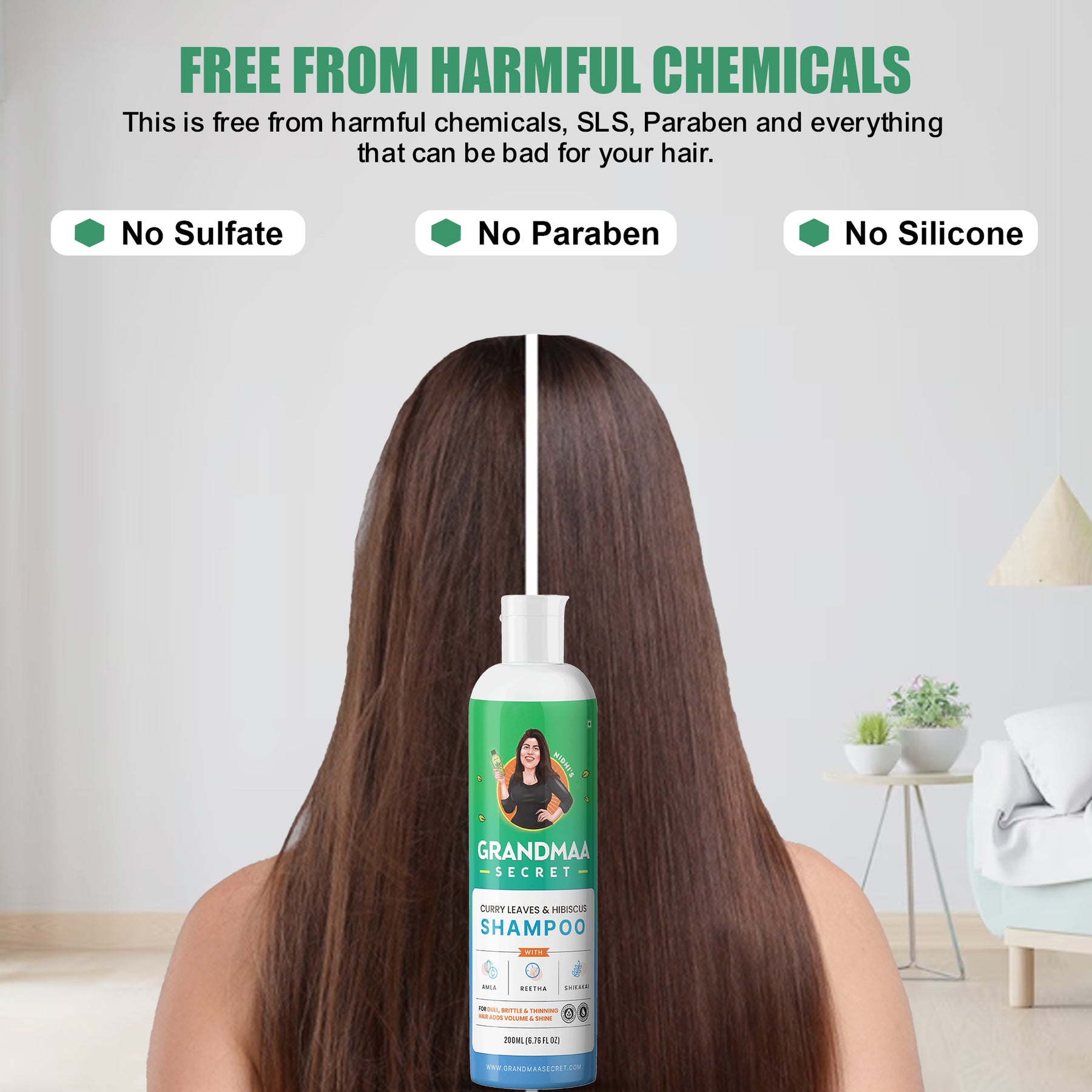 Buy Curry Leaves & Hibiscus Shampoo for Hair Growth & Shine – 200mL